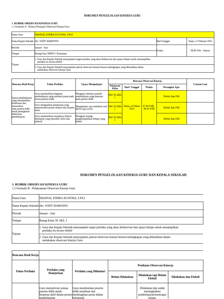 4-Contoh Form Observasi Guru-shainal(5) | PDF