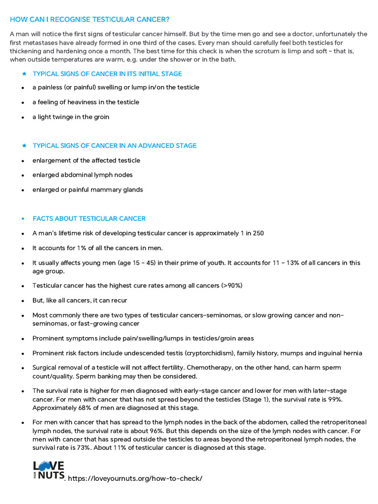 Recognizing Testicular Cancer Symptoms | PDF | Cancer | Testicle