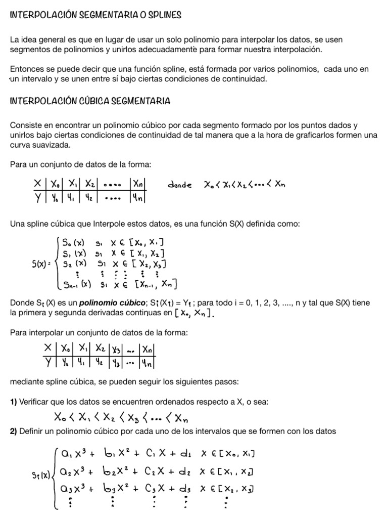 Interpolacion Segmentaria o Splines | PDF | Spline (Matemáticas ...