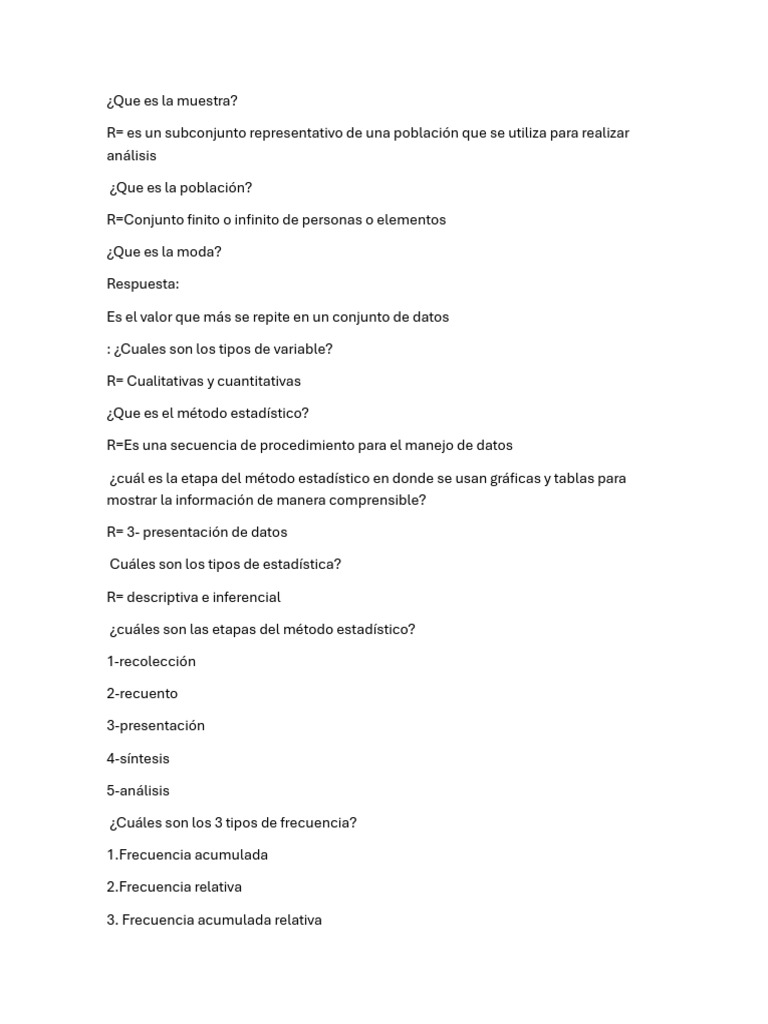 Preguntas de Estadistica | PDF