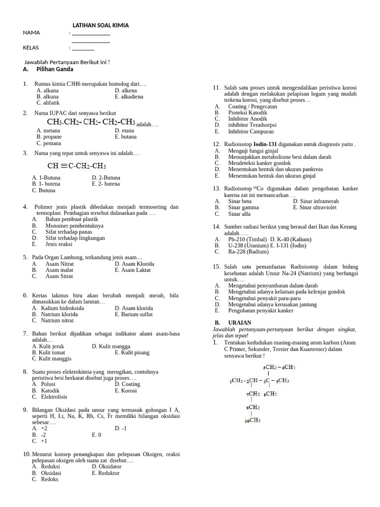 Latihan Soal Kimia | PDF