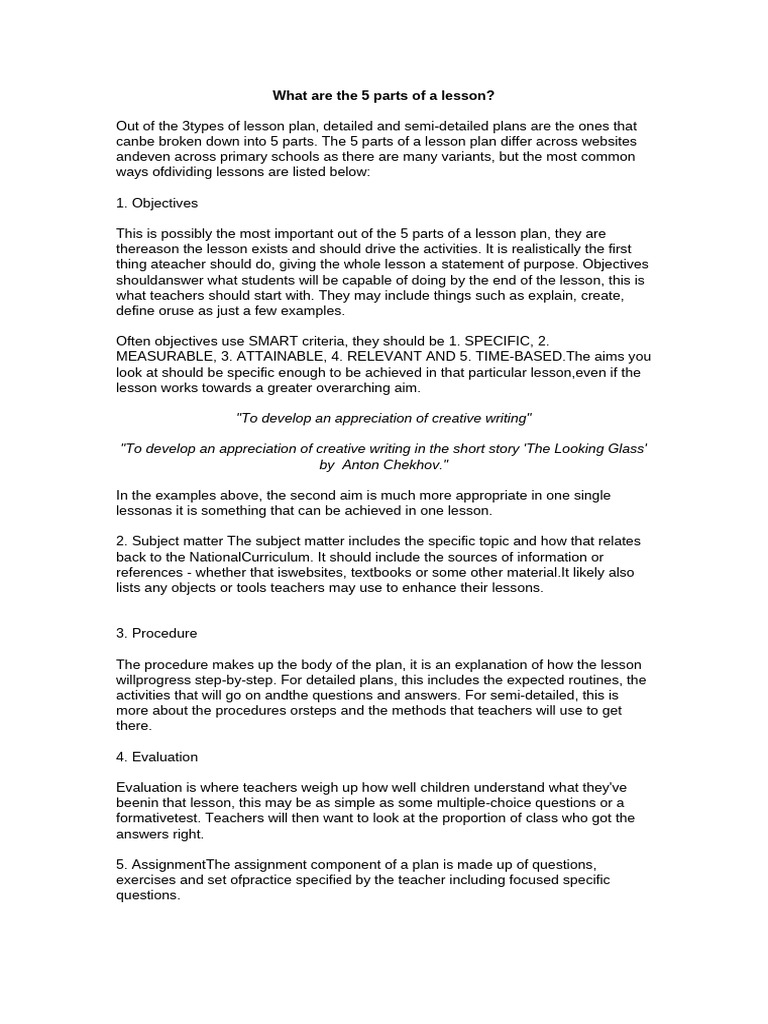 Five Key Parts of Lesson Planning | PDF | Lesson Plan | Teachers