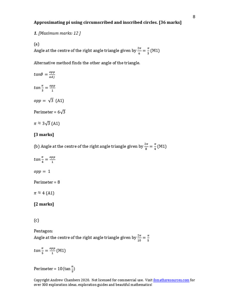 Approximating Pi With Inscribed and Circumscribed Ms | PDF | Triangle ...