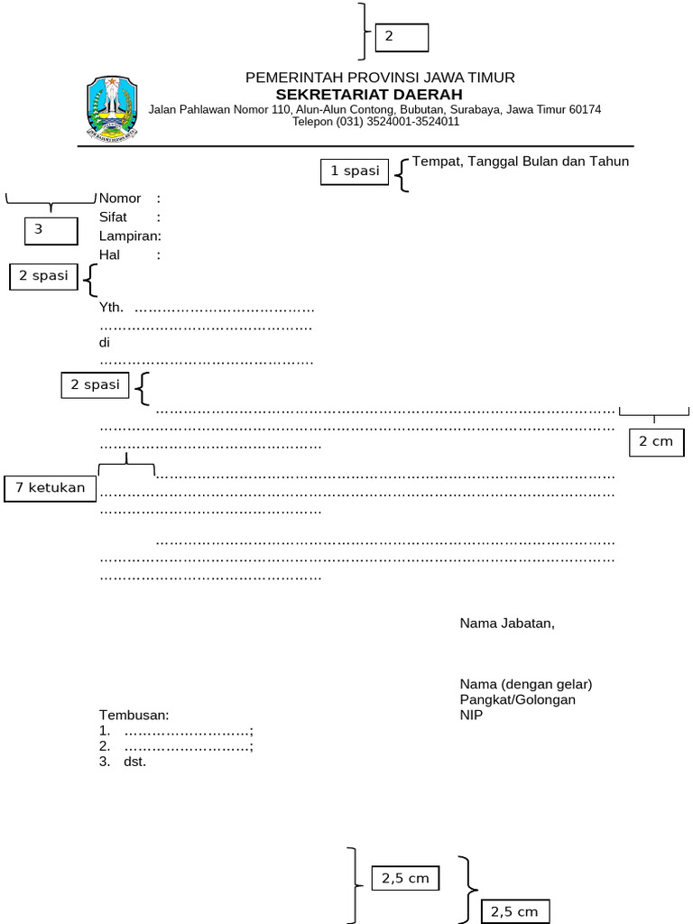 Template Korespondesi Eksternal (Surat Dinas) | PDF