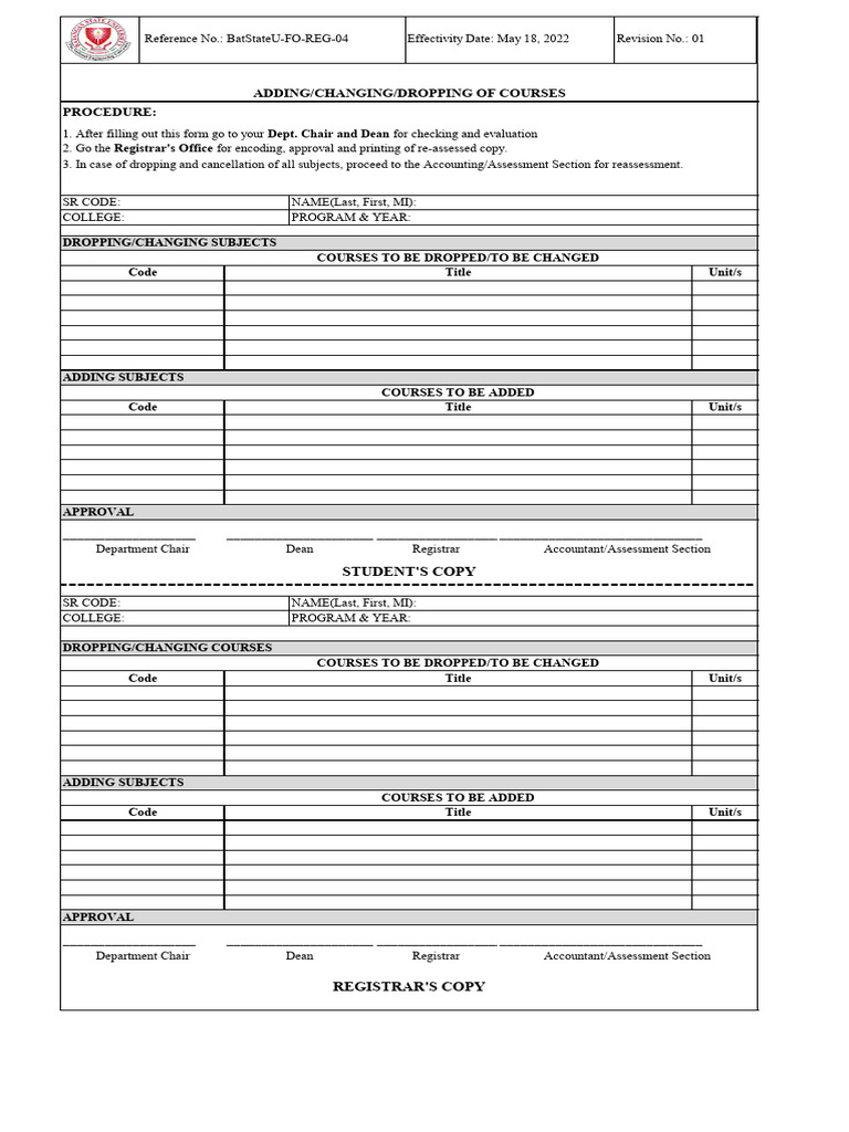 Course Adjustment Procedure Guide | PDF