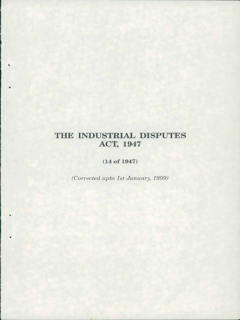 1 - The Industrial Disputes Act, 1947 | PDF