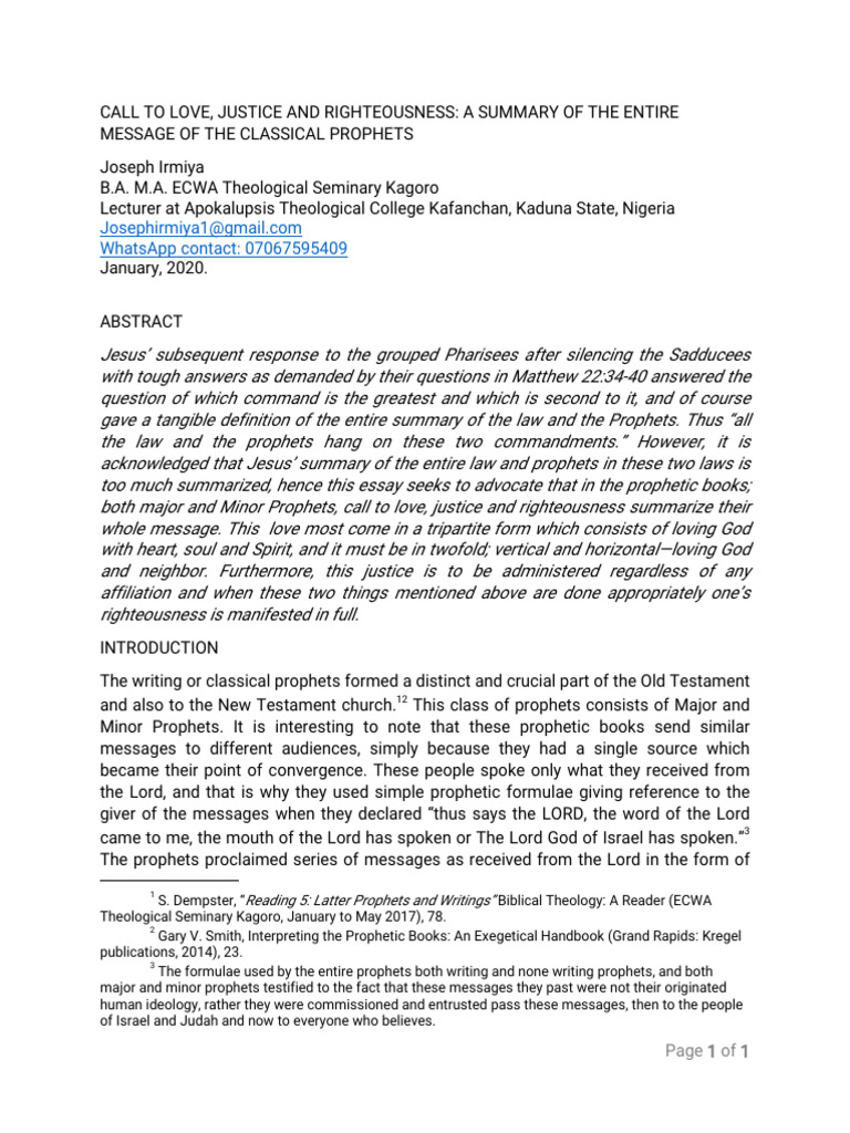 Love, Justice and Righteousness by Joseph Irmiya | PDF | Old Testament ...