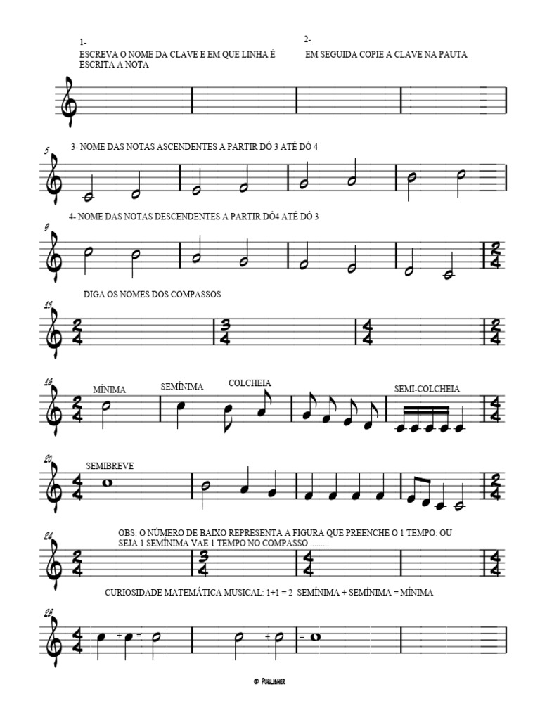 Clave de SOL AULA E EXERCICIO | PDF