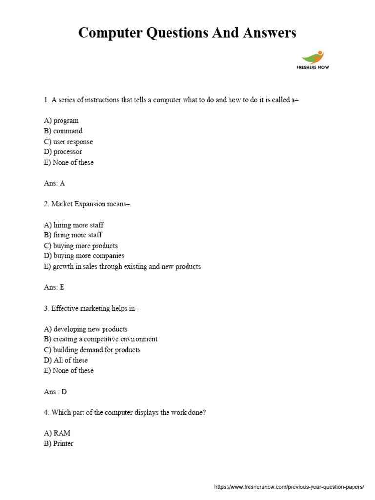 HARTRON SETC Computer Knowledge Old Paper | PDF | Computer Network ...