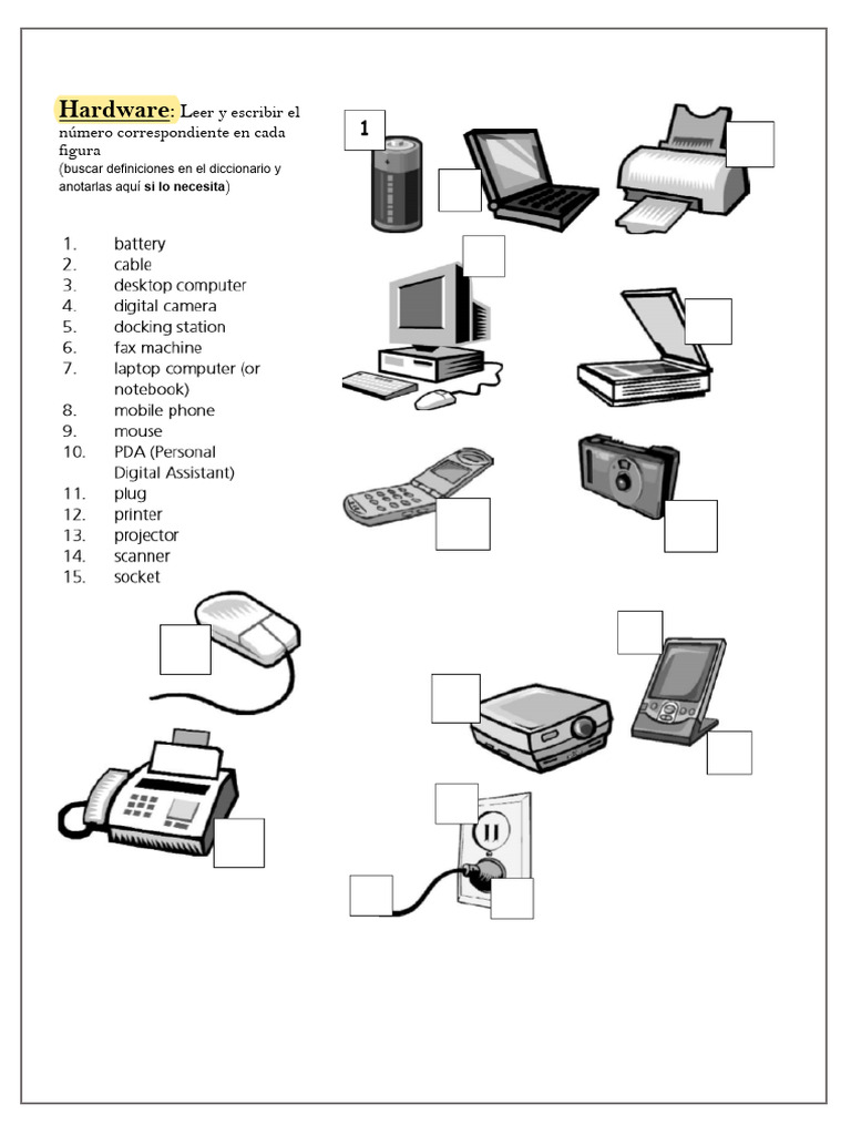HARDWARE and KEYBOARD Vocabulary | PDF