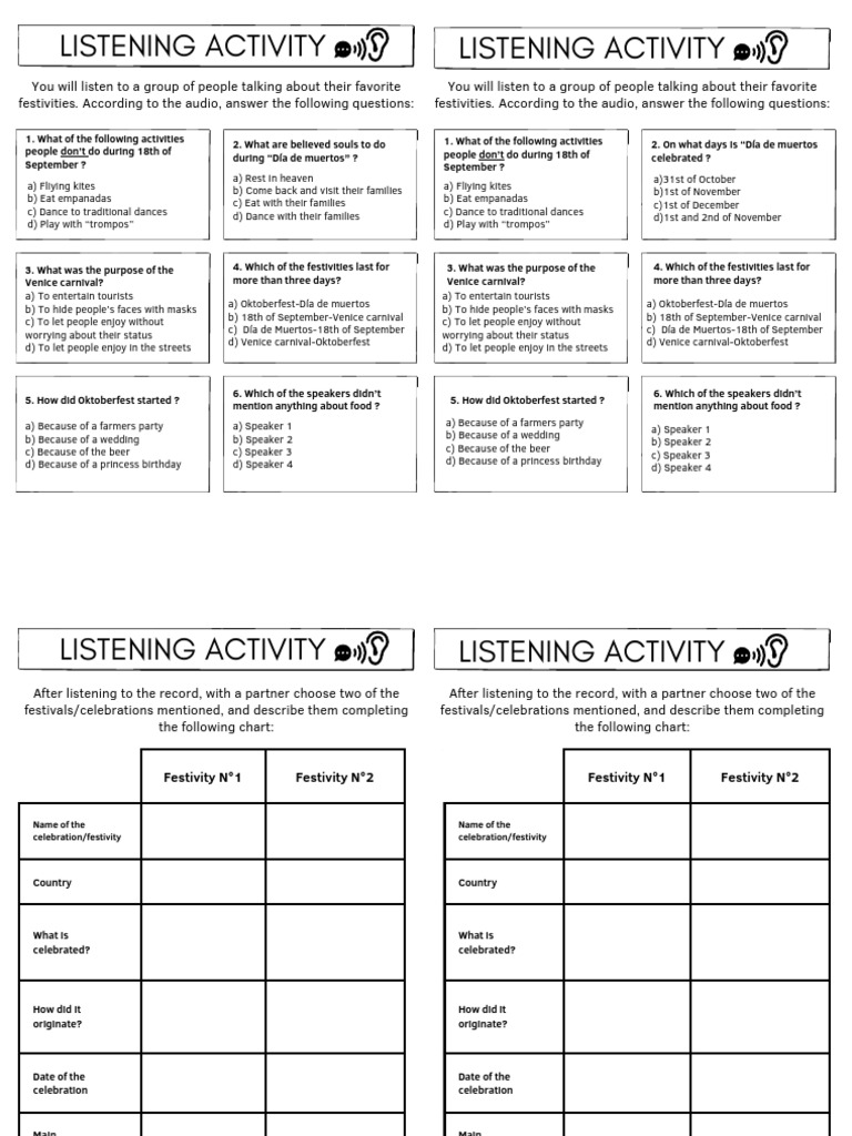 Worksheets Unit 4 Traditions and Festivities (1ro Medio) | PDF | Carnival