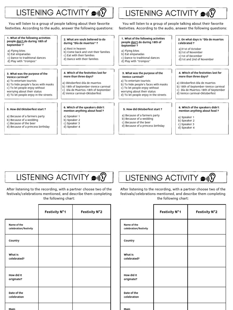 Worksheets Unit 4 Traditions and Festivities (1ro Medio) | PDF | Carnival