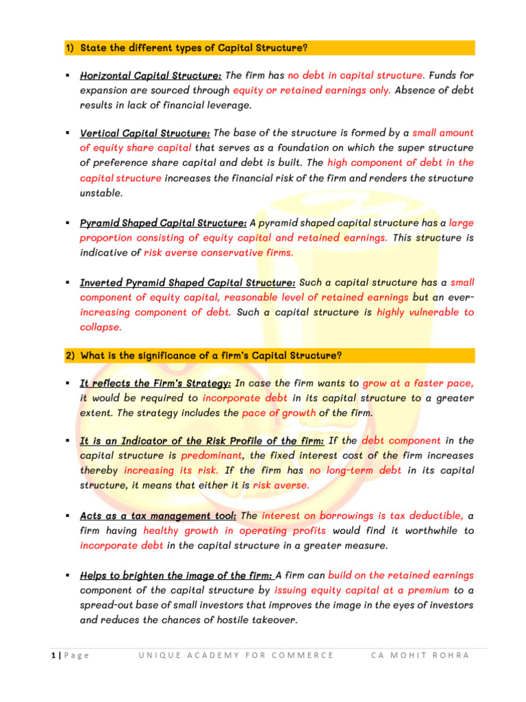 Capital Structures: Types and Significance | PDF | Capital Structure | Debt