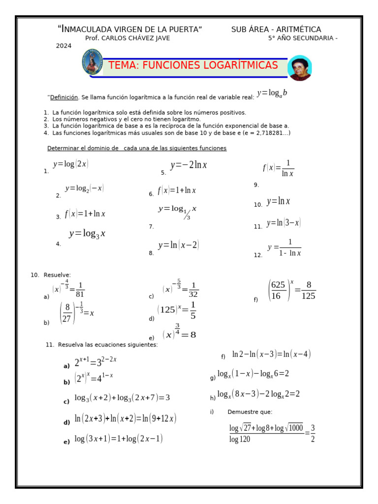 1)_Funciones_logaritmicas-Exponenciales | PDF | Logaritmo