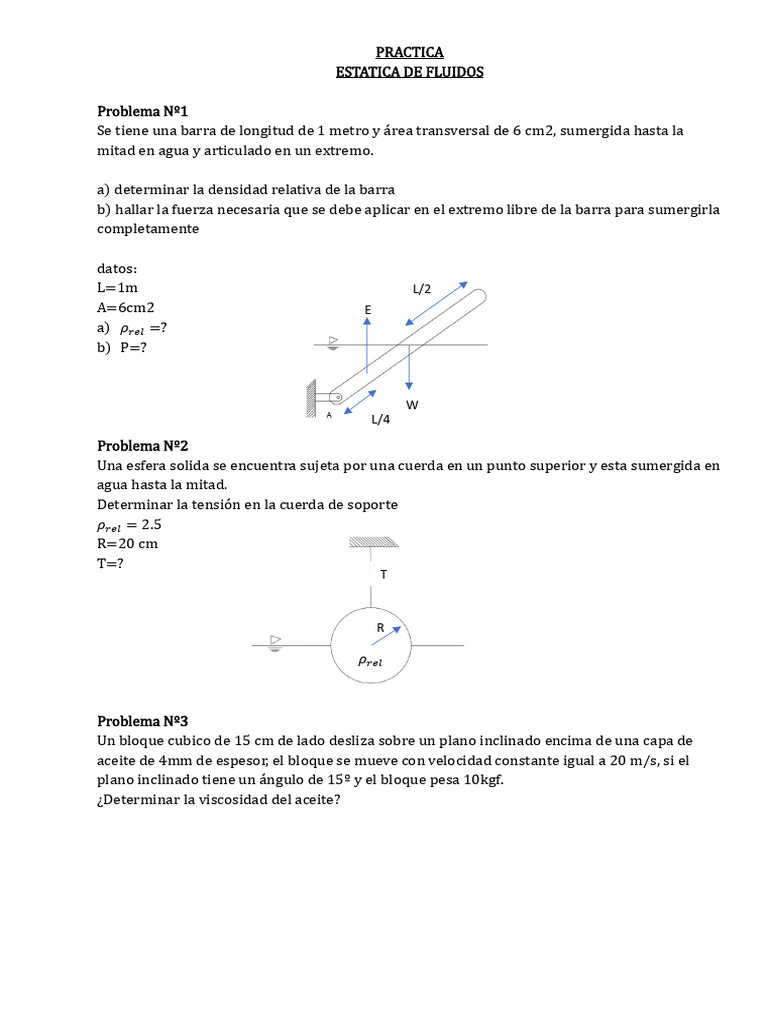 Practica Estatica Fluidos | PDF | Mecanica clasica | Ingeniería mecánica