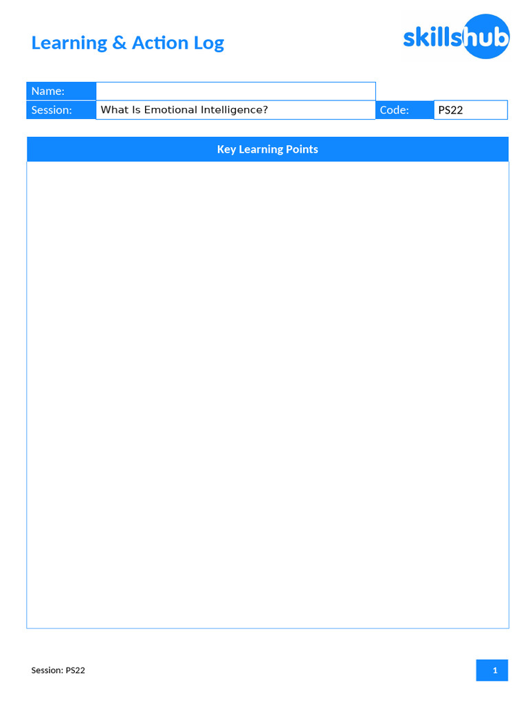 PS22 - Skillshub - Learning and Action Log | PDF | Career & Growth ...
