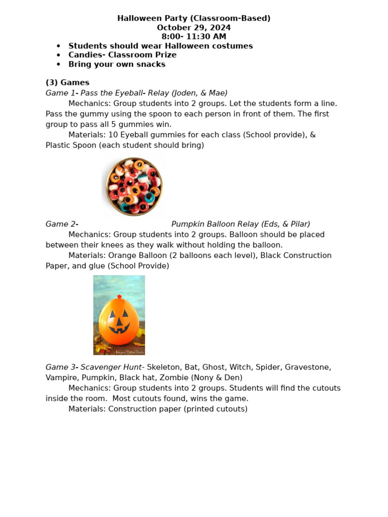 Classroom Halloween Party Guide | PDF