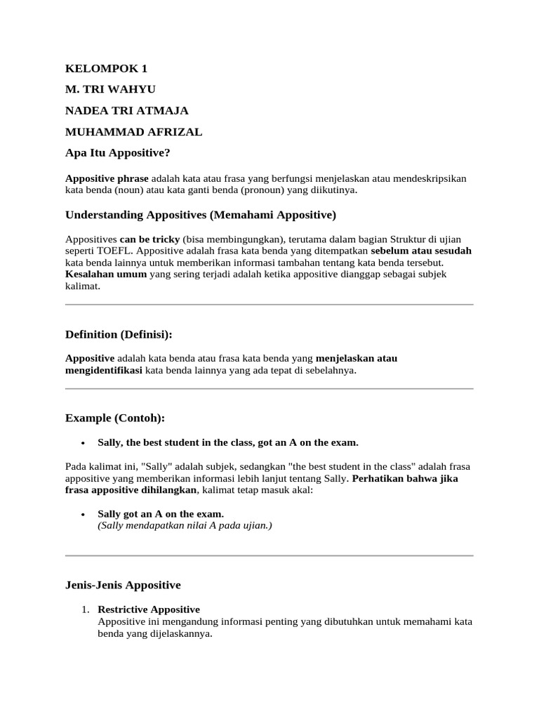 Apa Itu Appositive | PDF