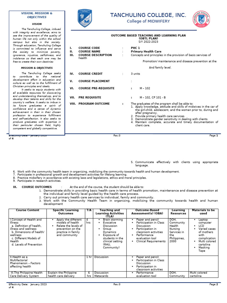OBTL | PDF | Health Care | Learning