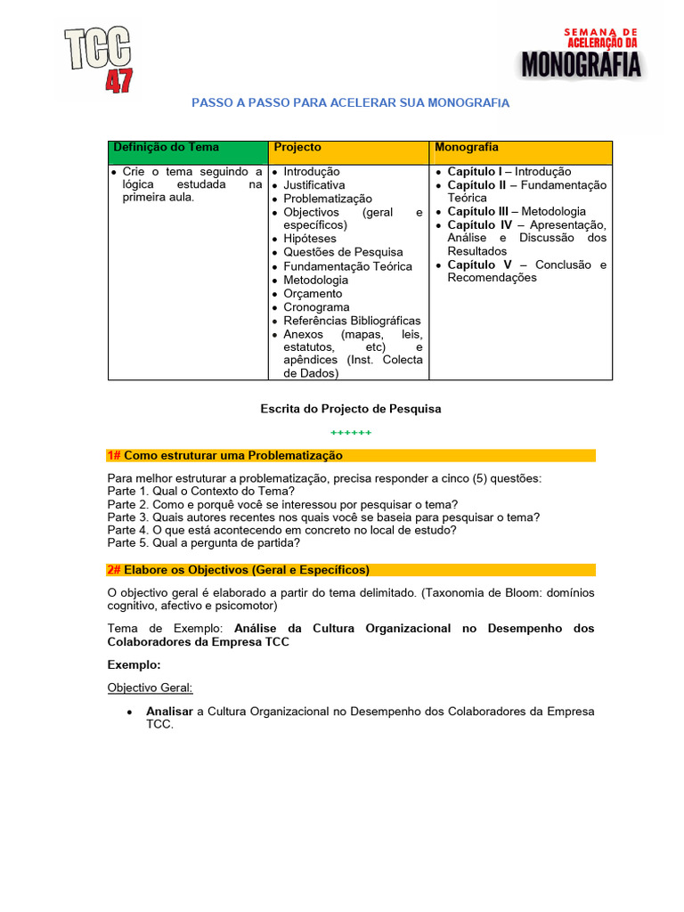 Aula2 Material #1 - Passo A Passo para Acelerar Monografia | PDF | Cultura organizacional ...
