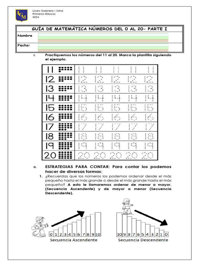 GUIA DEL 0 AL 20 - I | PDF