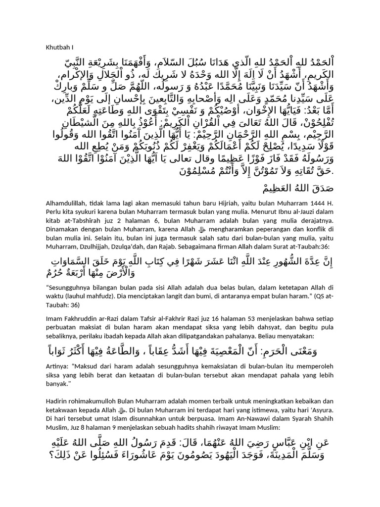 Khutbah BLN MUHARROM I | PDF