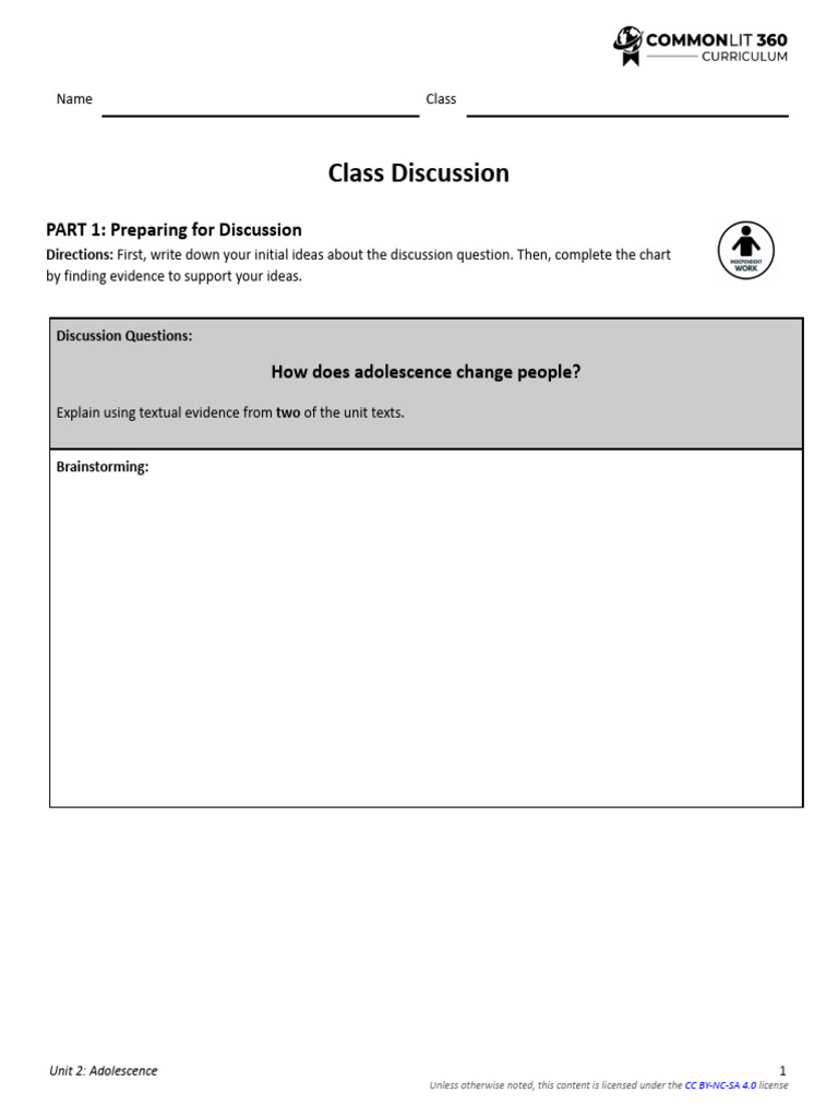 Class Discussion Handout | PDF | Self-Improvement