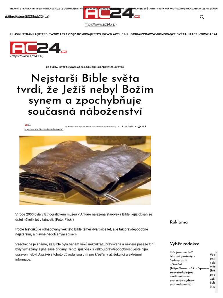 Nejstarší Bible Světa Tvrdí, Že Ježíš Nebyl Božím Synem A Zpochybňuje Současná Náboženství ...