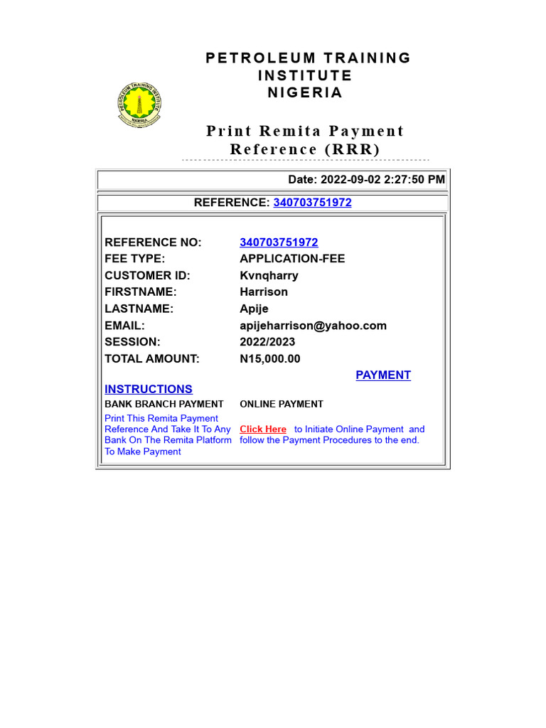 Print Remita Reference | PDF