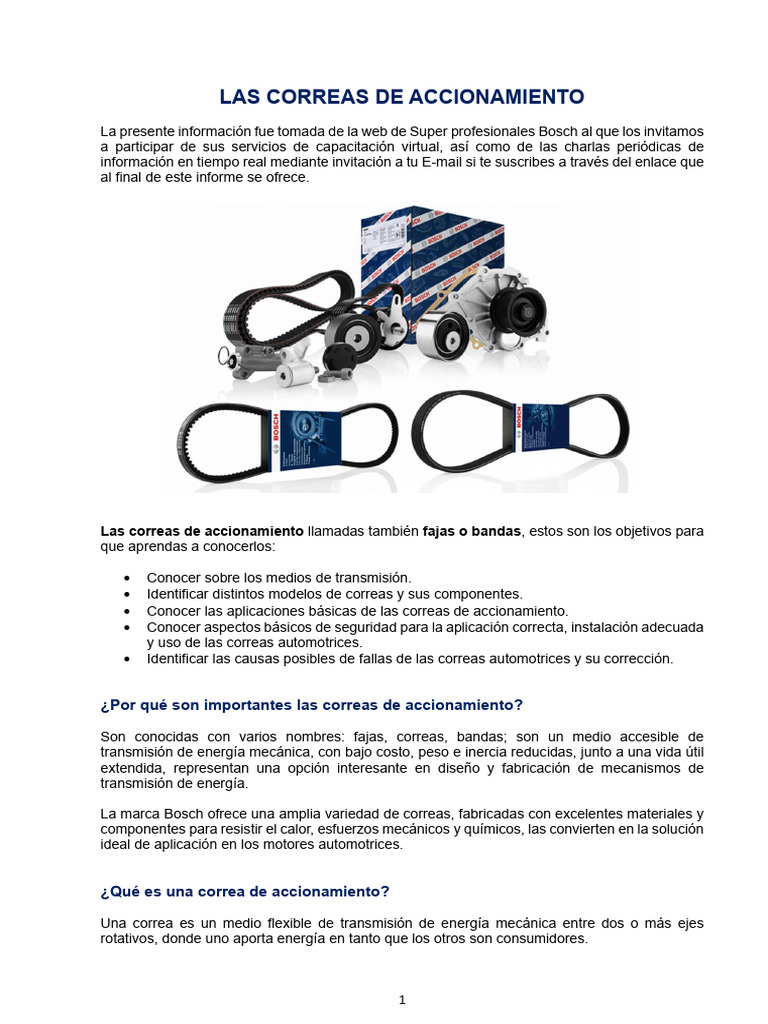 LAS CORREAS DE ACCIONAMIENTO | PDF | Cinturón (mecánico) | Estrés (Mecánica)