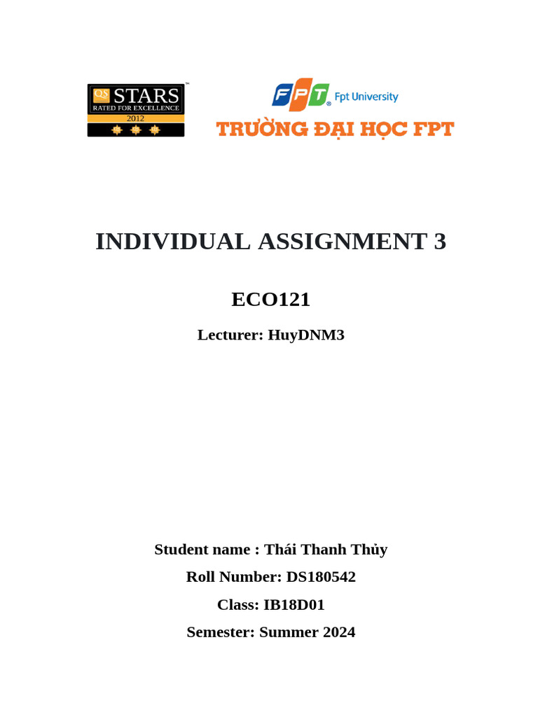 ECO - Individual Assignment 3 - Thái Thanh TH y DS180542 | PDF ...