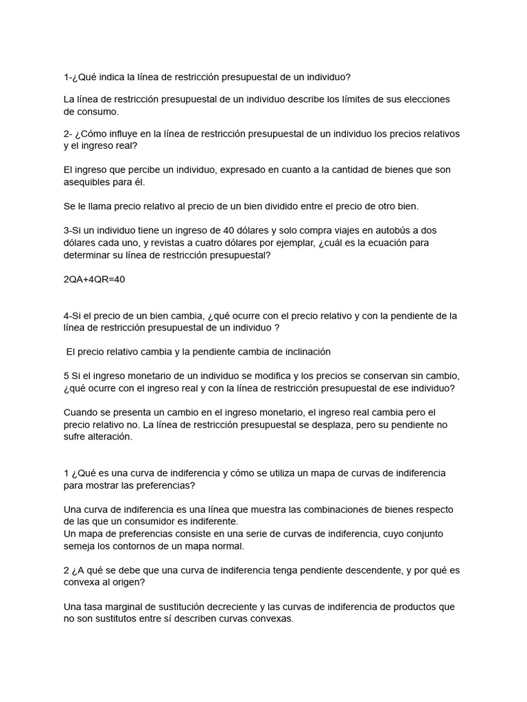 Preguntas de Repaso | PDF | Teorías económicas | Microeconomía