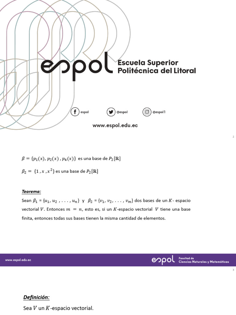 Base y Dimensión | PDF | Base (álgebra lineal) | Espacio vectorial