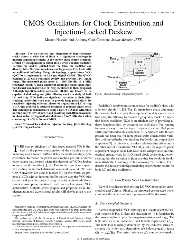 CMOS Clock Distribution and Deskew Techniques | PDF | Electronic ...