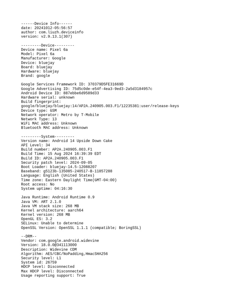 Deviceinfo 20241012-05 56 57 | PDF | Pixel | Image Stabilization