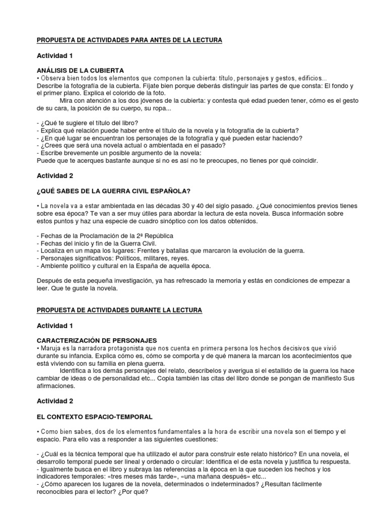 Actividades para "Bajo la fría luz de octubre" | PDF | Narración | Novelas