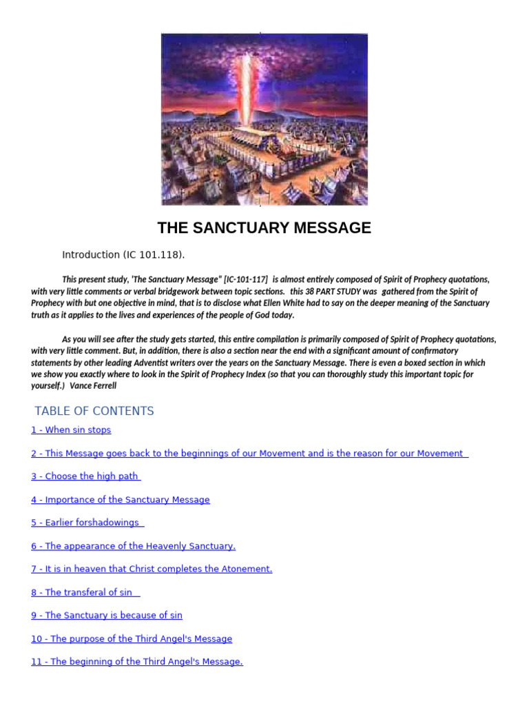 The Sanctuary Message Explained | PDF | Seventh Day Adventist Church ...