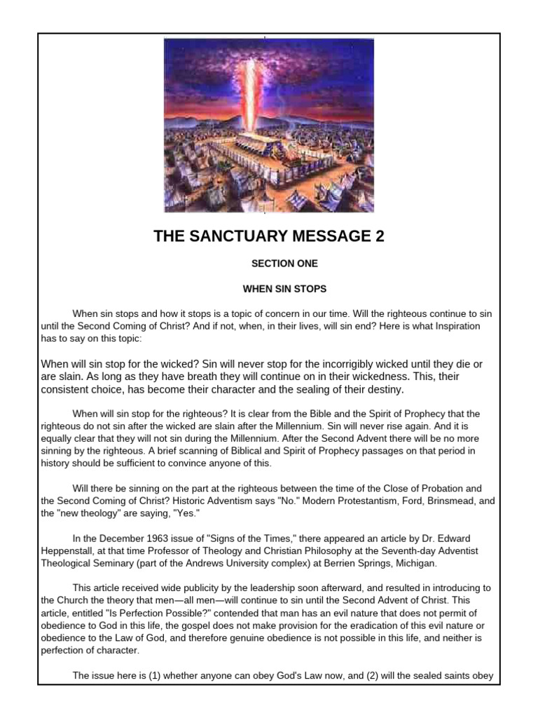 01) The Sanctuary Message - Sections 1-4 | PDF | Jesus | Sin