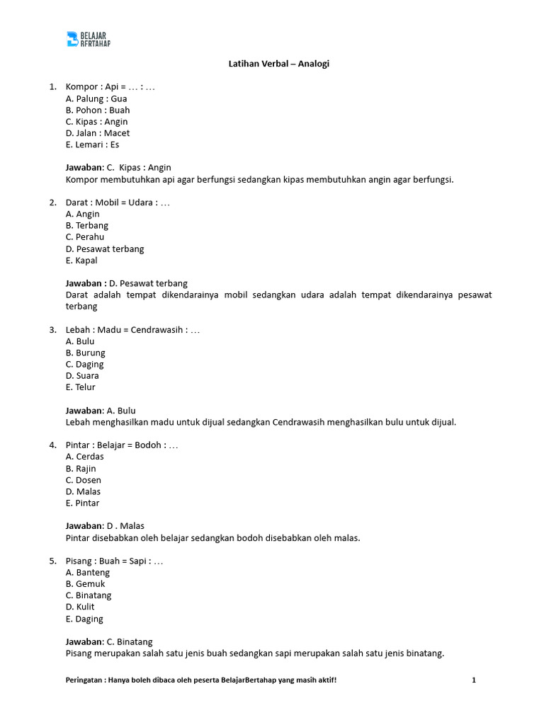 Latihan Verbal-Analogi | PDF
