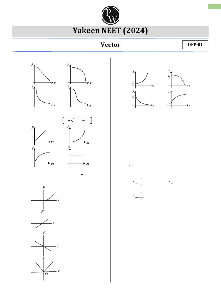 002) Vector DPP 01 (Of Lecture 04) Yakeen NEET 2024 | PDF | Euclidean Vector | Force