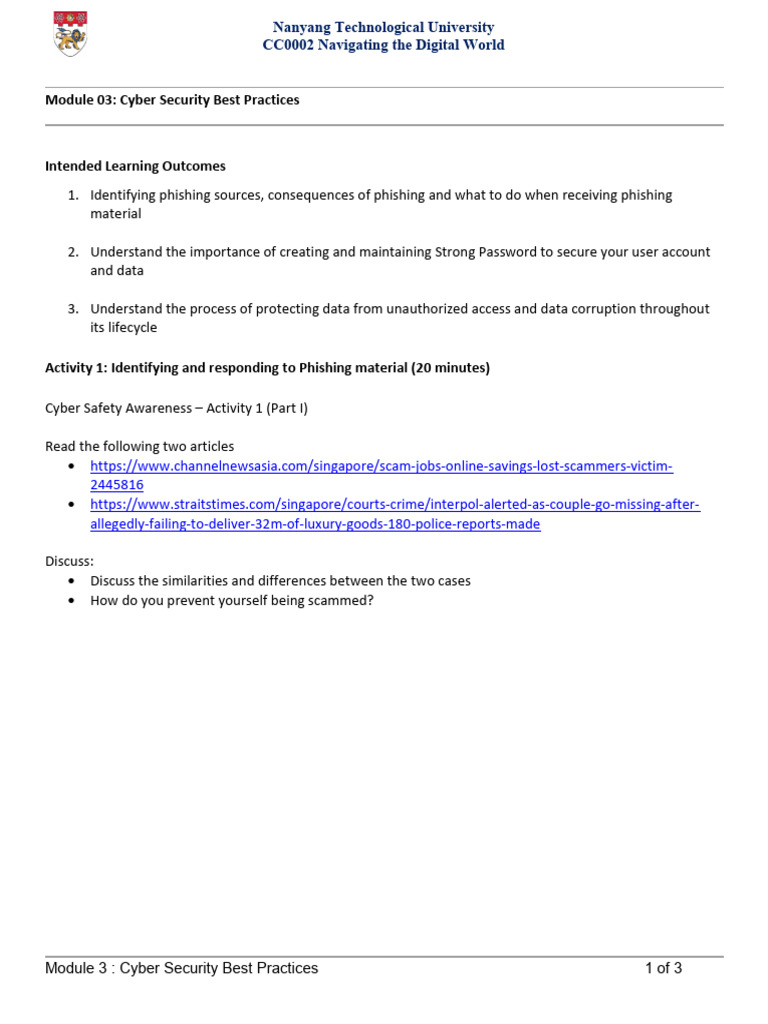 Tutorial Cybersecurity (Student)(3) | PDF | Security | Computer Security