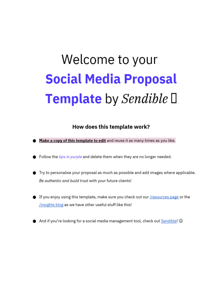 Social Media Proposal Template | PDF | Popular Culture & Media Studies ...