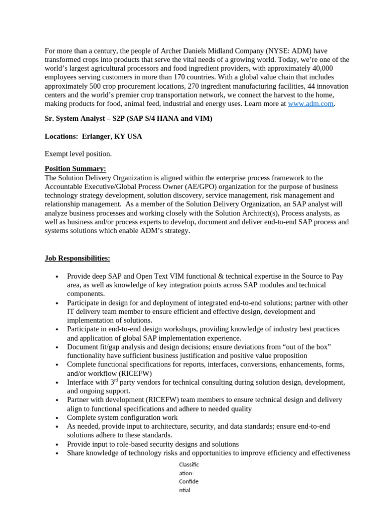 1 JD Sr. System Analyst - S2P (AP) | PDF | Accounts Payable | Business