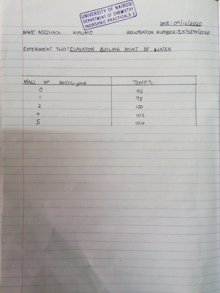 Boiling Point Elevation Experiment Analysis | PDF | Phases Of Matter ...
