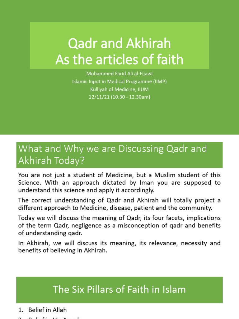 Understanding Qadr and Akhirah in Islam | PDF | God In Islam | Prophets And Messengers In Islam