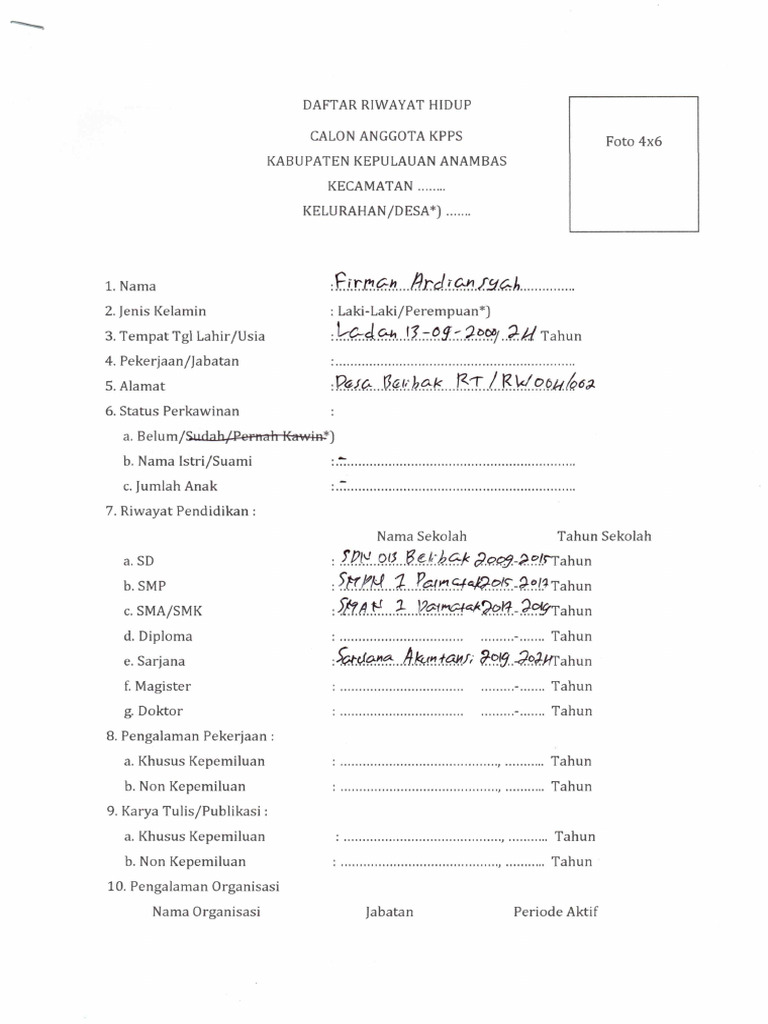 surat riwayat hidup firman | PDF