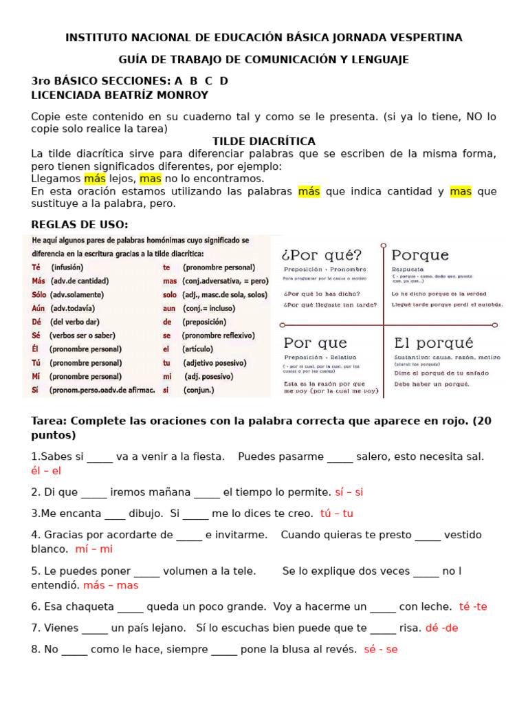 TAREA 3ros Semana Recuperación | PDF | Estudios de idiomas extranjeros