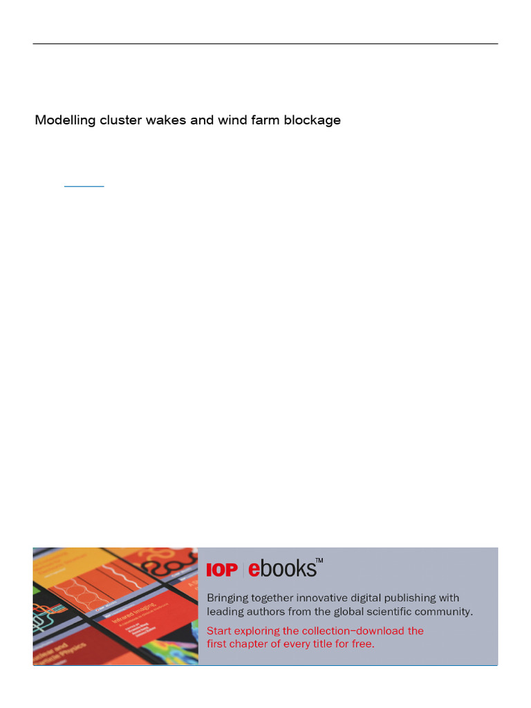 Modelling Cluster Wakes and Wind Farm Blockage | PDF | Wind Farm | Wound