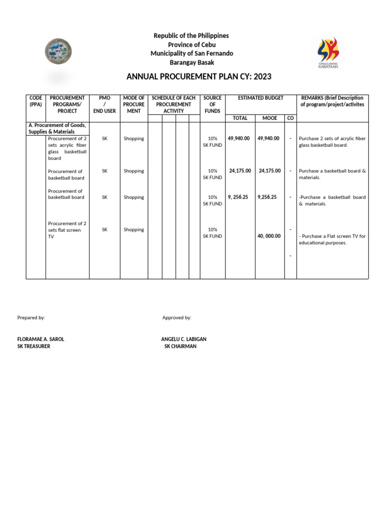 Procurement Plan | PDF
