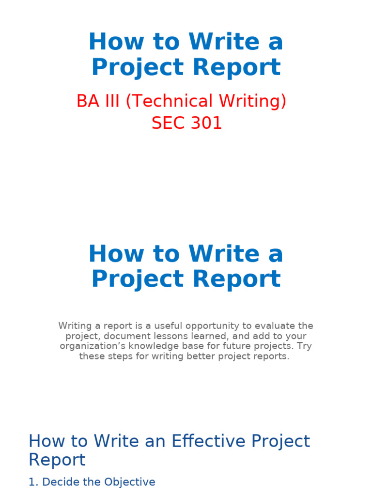 1.how To Write A Project Report | PDF | Writing | Cognition